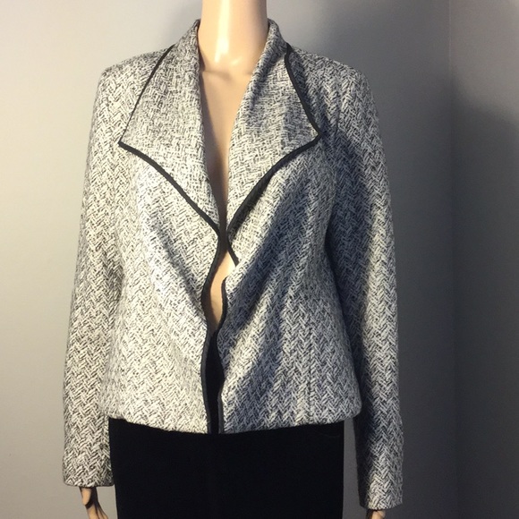 GAP | Jackets & Coats | Gap Black Gray Herringbone Open Jacket Pockets ...